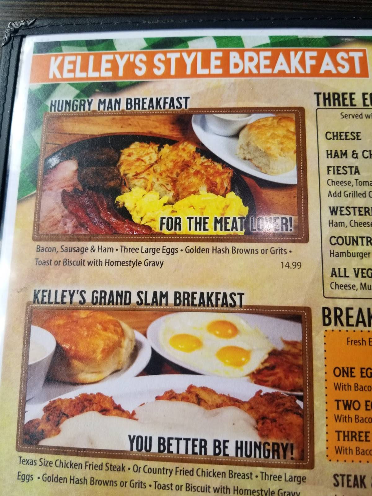 Menu at Kelley's Country Cooking restaurant, La Marque, Gulf Fwy