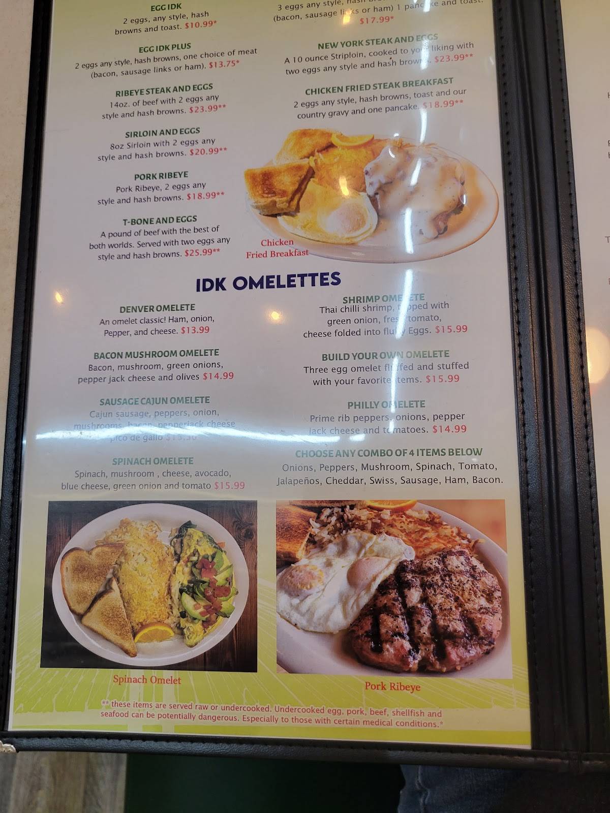 Menu at IDK Restaurant, Kennewick