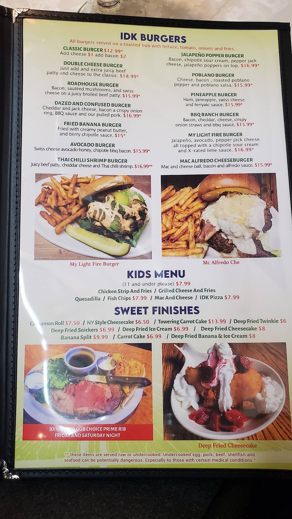 Menu at IDK Restaurant, Kennewick