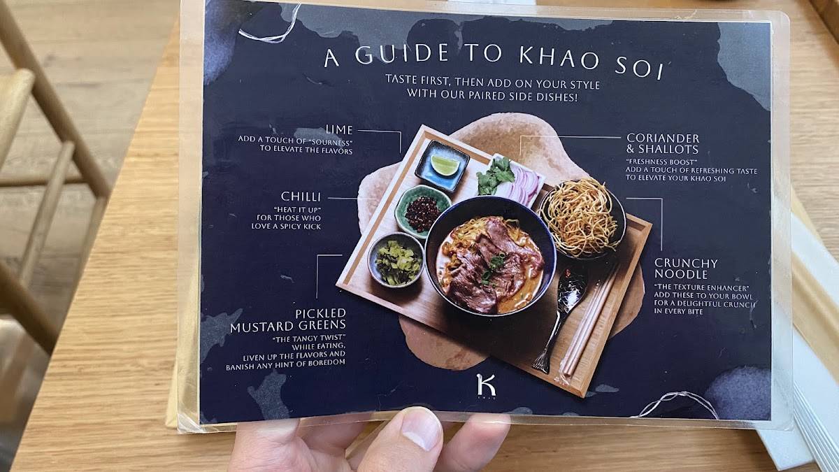 Carta del restaurante Khao Melbourne, Melbourne