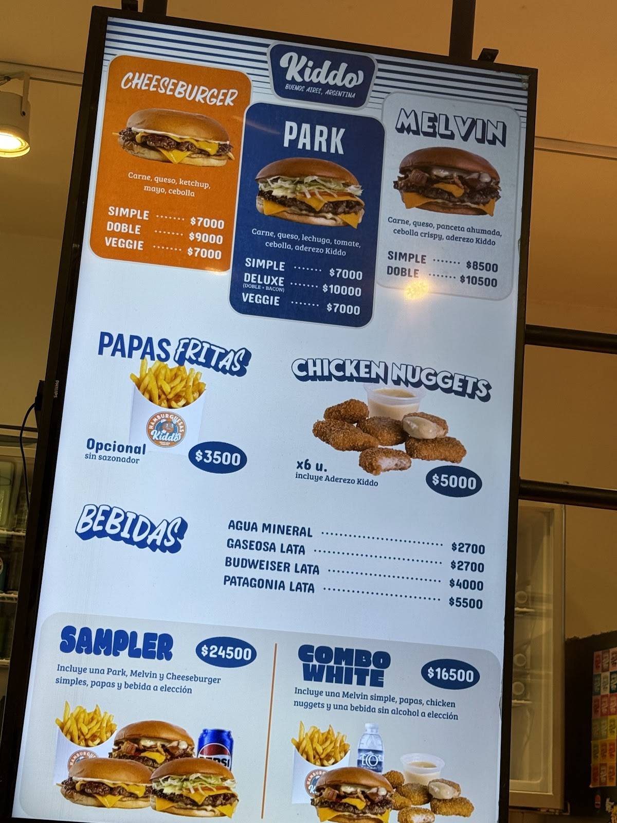 Carta del restaurante Kiddo, Buenos Aires