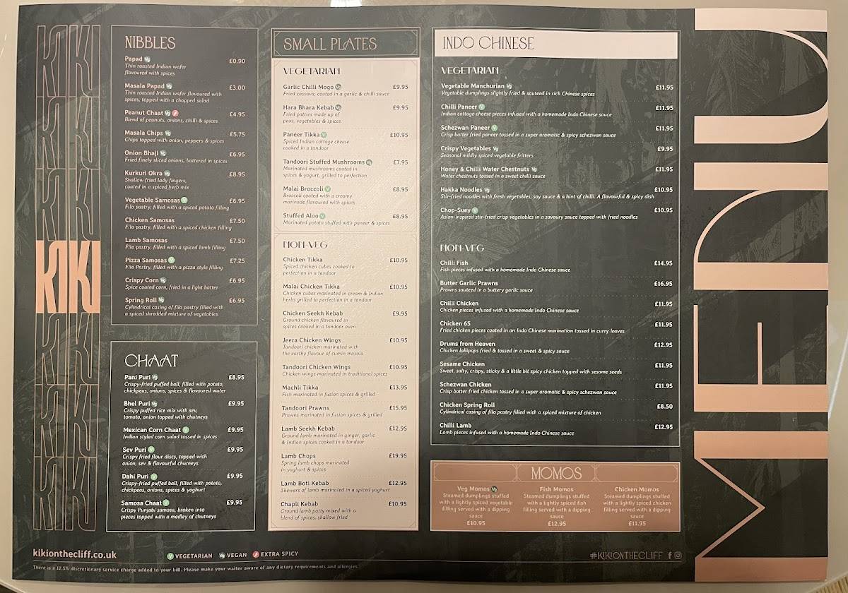 Menu at Kiki Bar and Restaurant, Bournemouth
