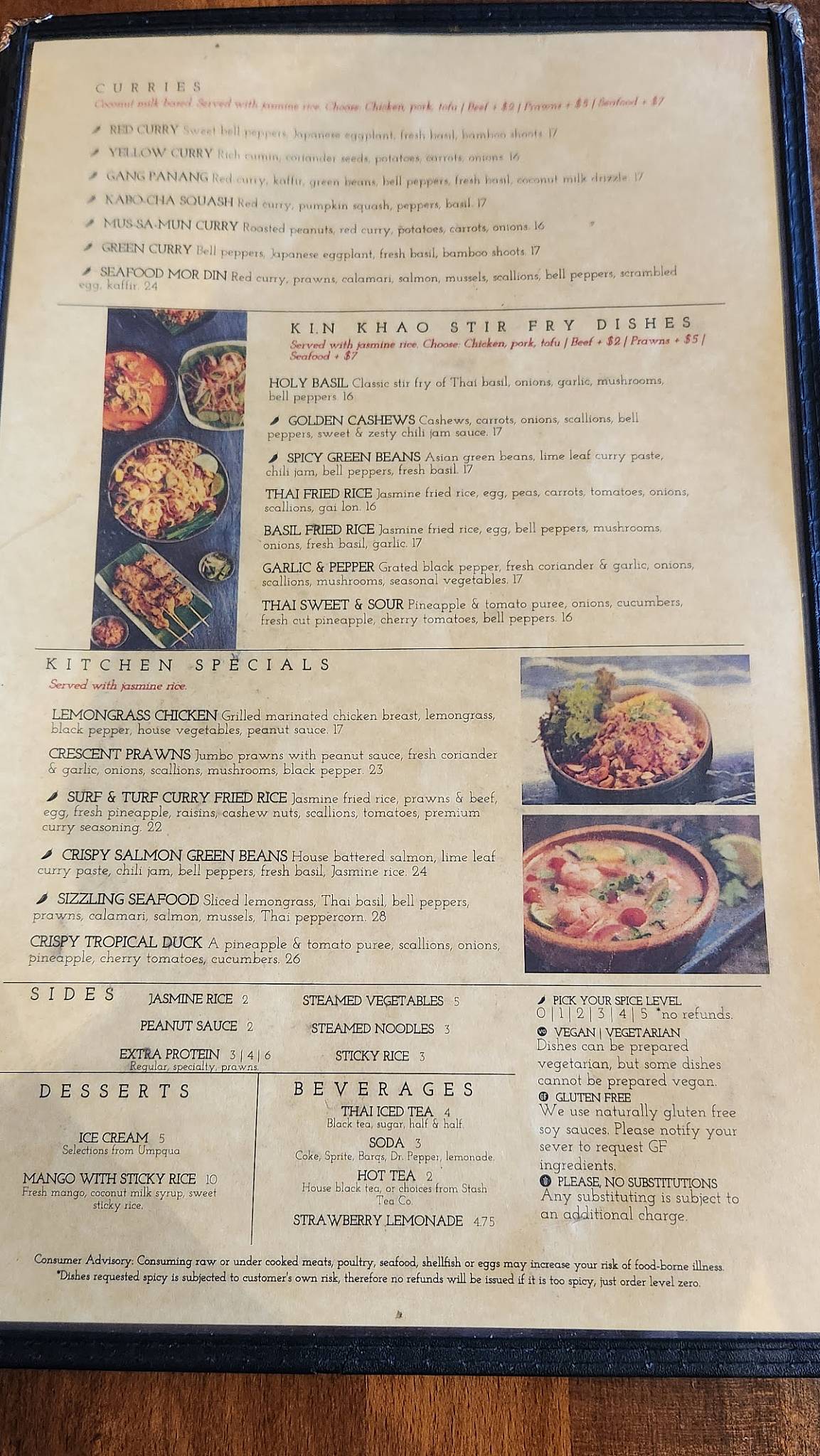 Menu at Kin Khao Thai Eatery restaurant, Crescent City