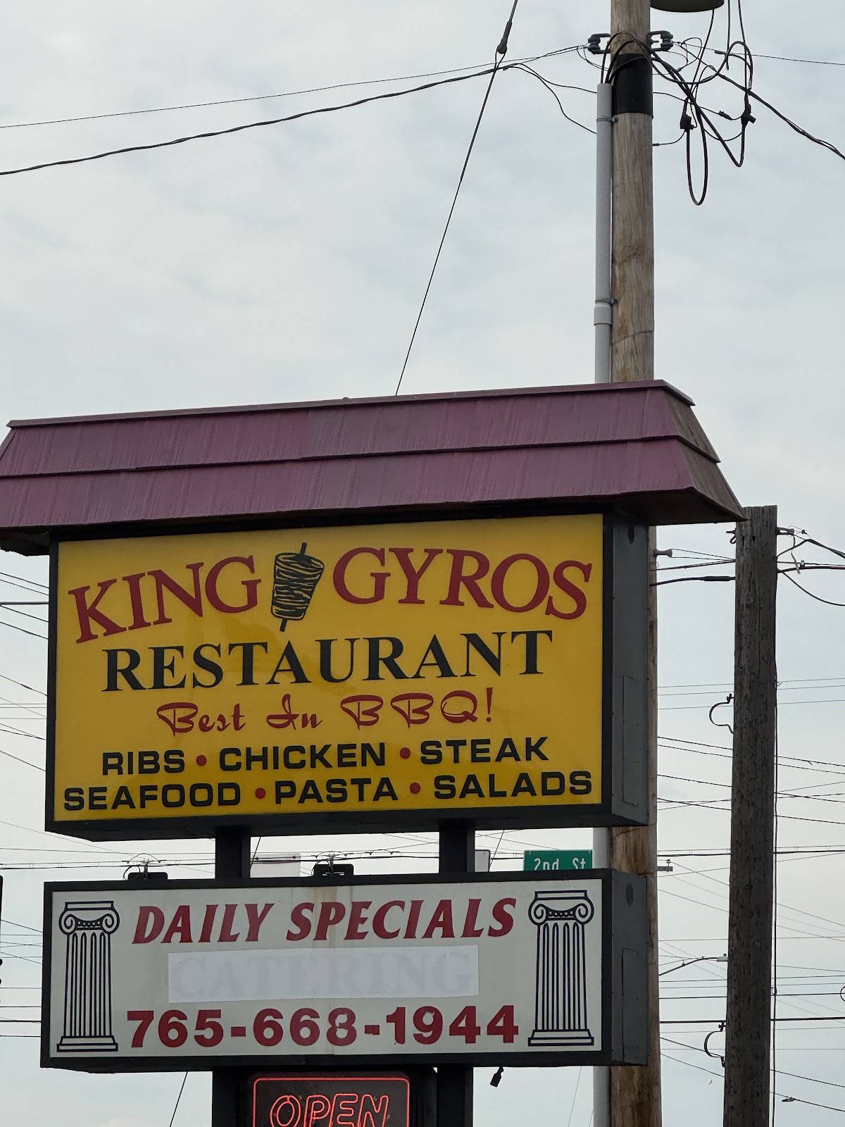 Menu at King Gyros restaurant, Marion