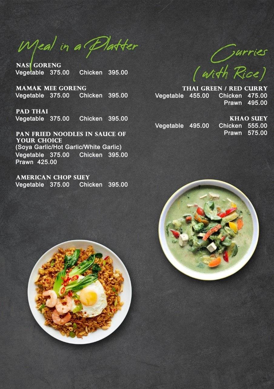 Menu at King of Asia, Chennai