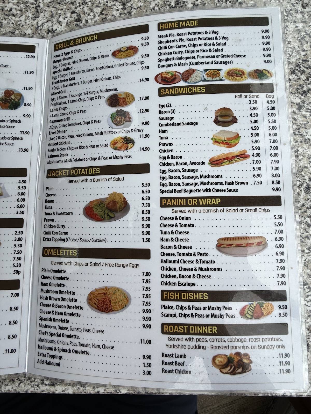 Menu at Kings Diner Cafe, Gravesend