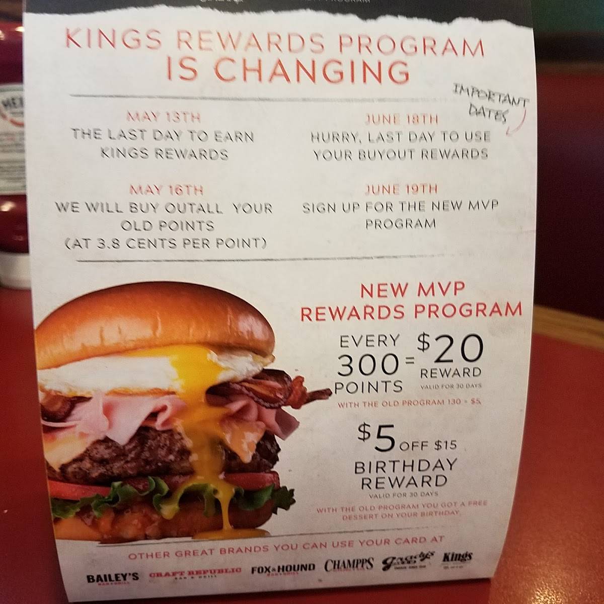 Menu at Kings Family Restaurants, Sarver, 400 Buffalo Plaza