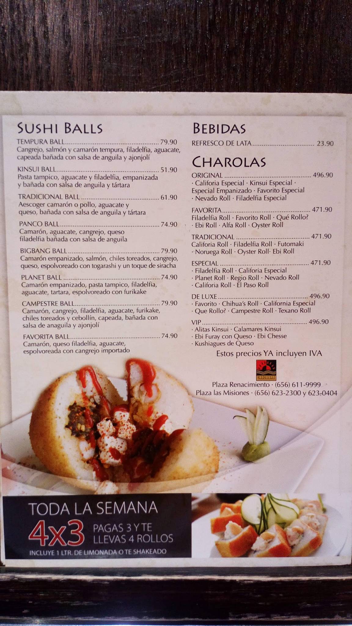 Carta del restaurante Kinsui, Ciudad Juarez, Av. Paseo Triunfo del la ...