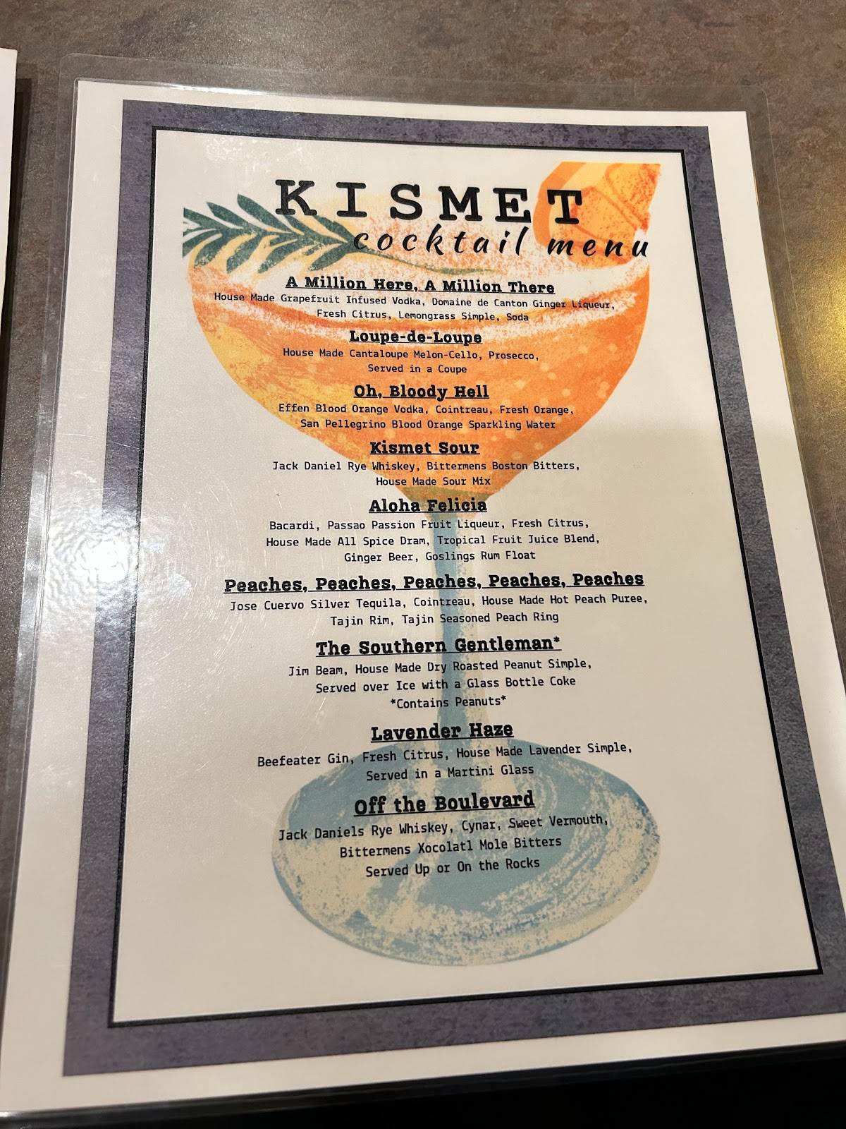 Menu at Kismet Bistro restaurant, Newport News