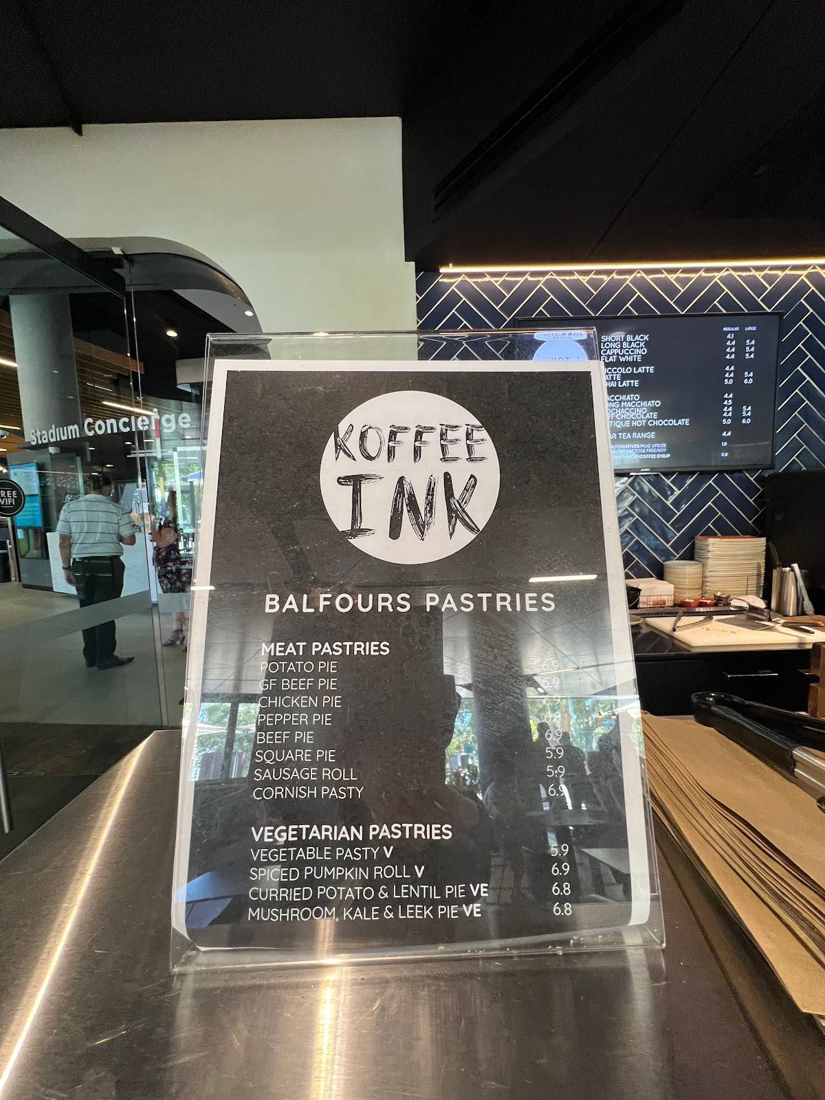 Menu at Koffee Ink cafe, North Adelaide