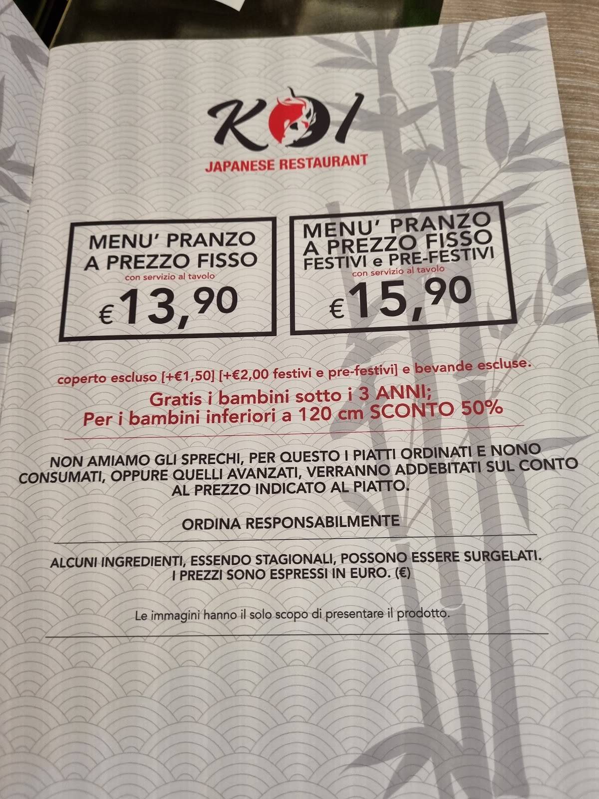 Menu da Koi Restaurant Japanese, Montesilvano