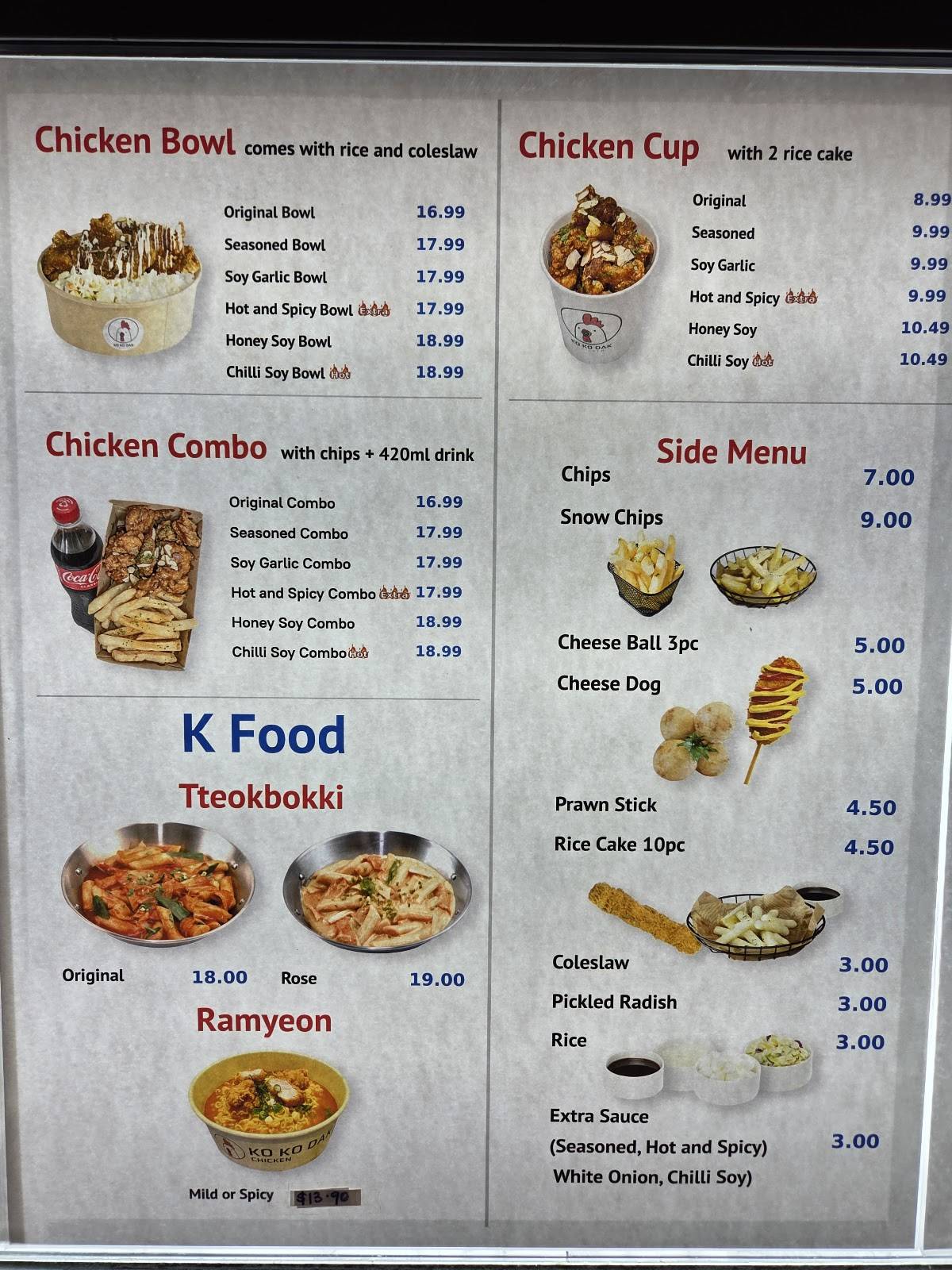 Menu at Kokodak Chicken - Ormiston restaurant, Auckland