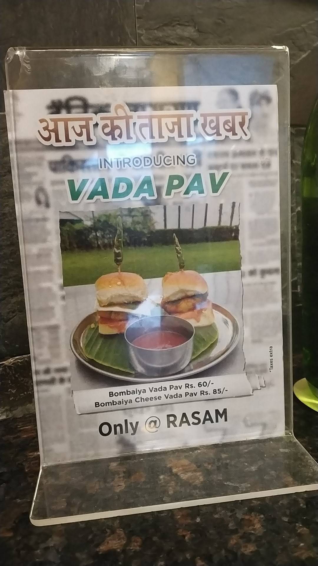 Menu at Rasam, Kolkata, Salt Lake