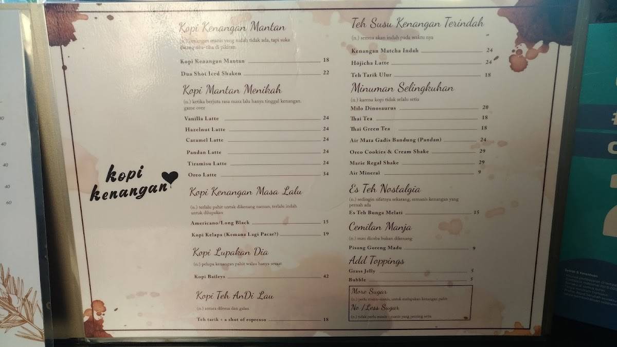 Carta de Kopi Kenangan - Trans Studio Mall Makassar, Macasar