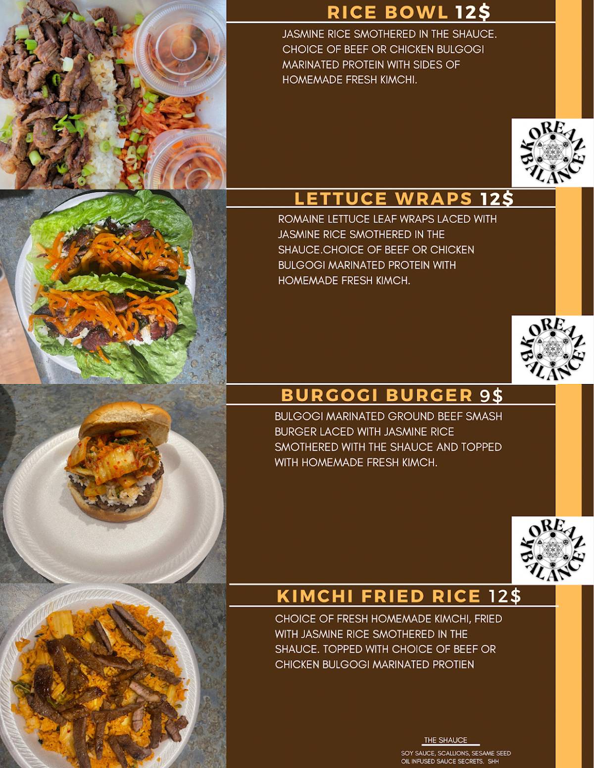 Menu at Korean Balance BBQ, Elko, 278 Spring Creek Pkwy suite 107