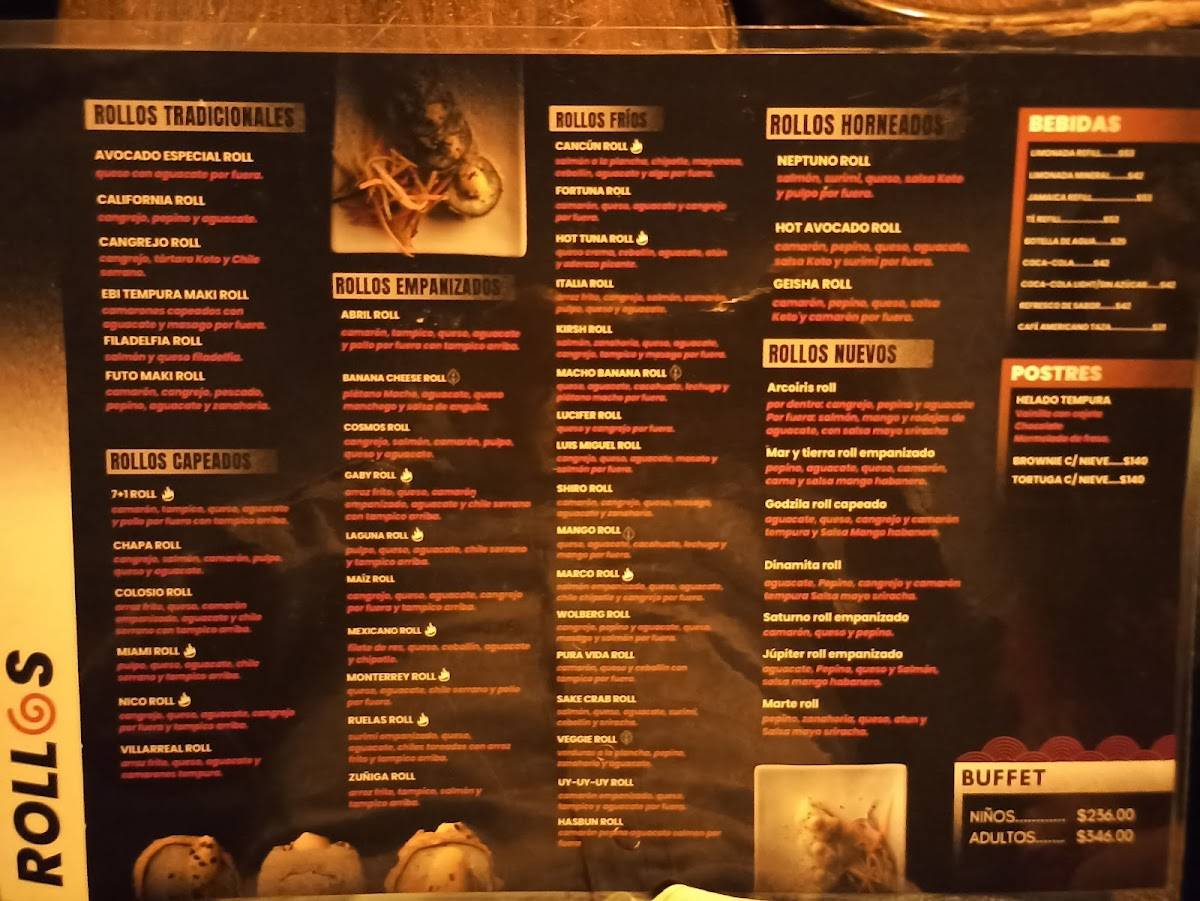 Carta de Koto Sushi Bar Linda Vista, Monterrey
