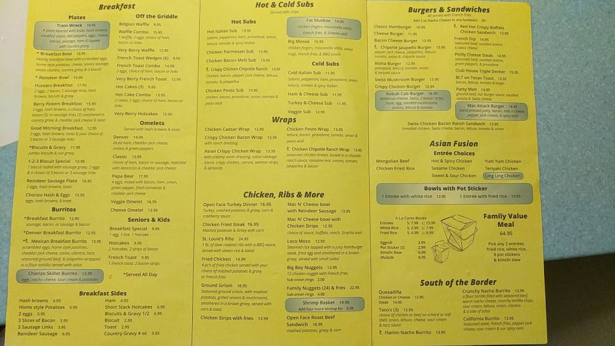 Menu at Little Louie's pizzeria, Kotzebue