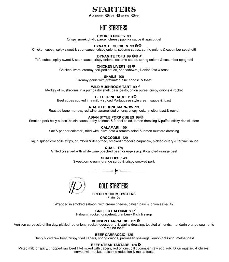 Menu at Kream Restaurant Mall of Africa, Midrand