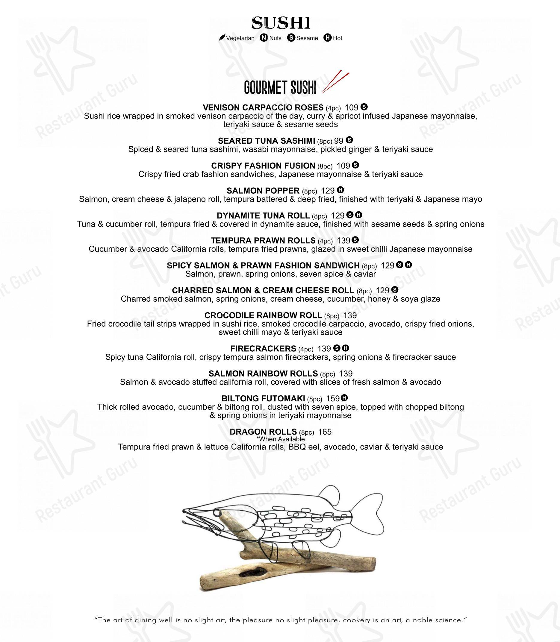 Menu at Kream Restaurant Mall of Africa, Midrand