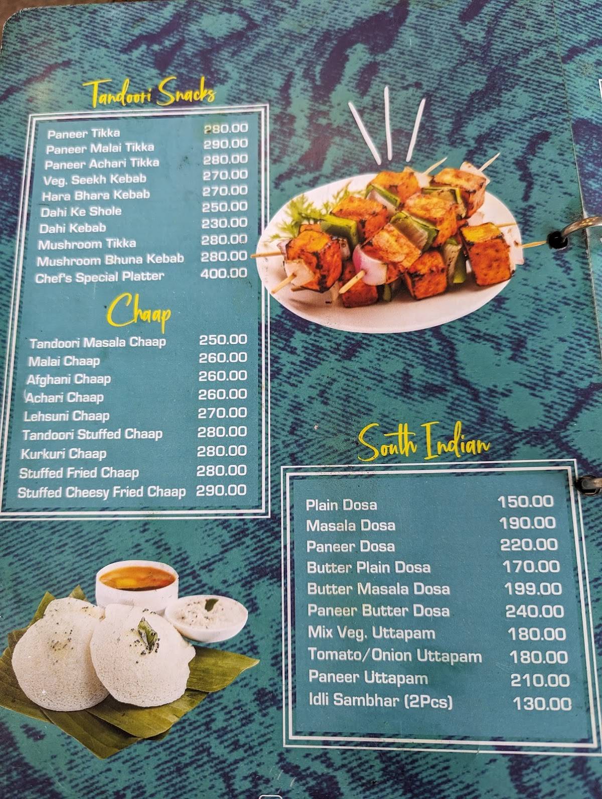 Menu at Krishna Dhaba, Samalkha