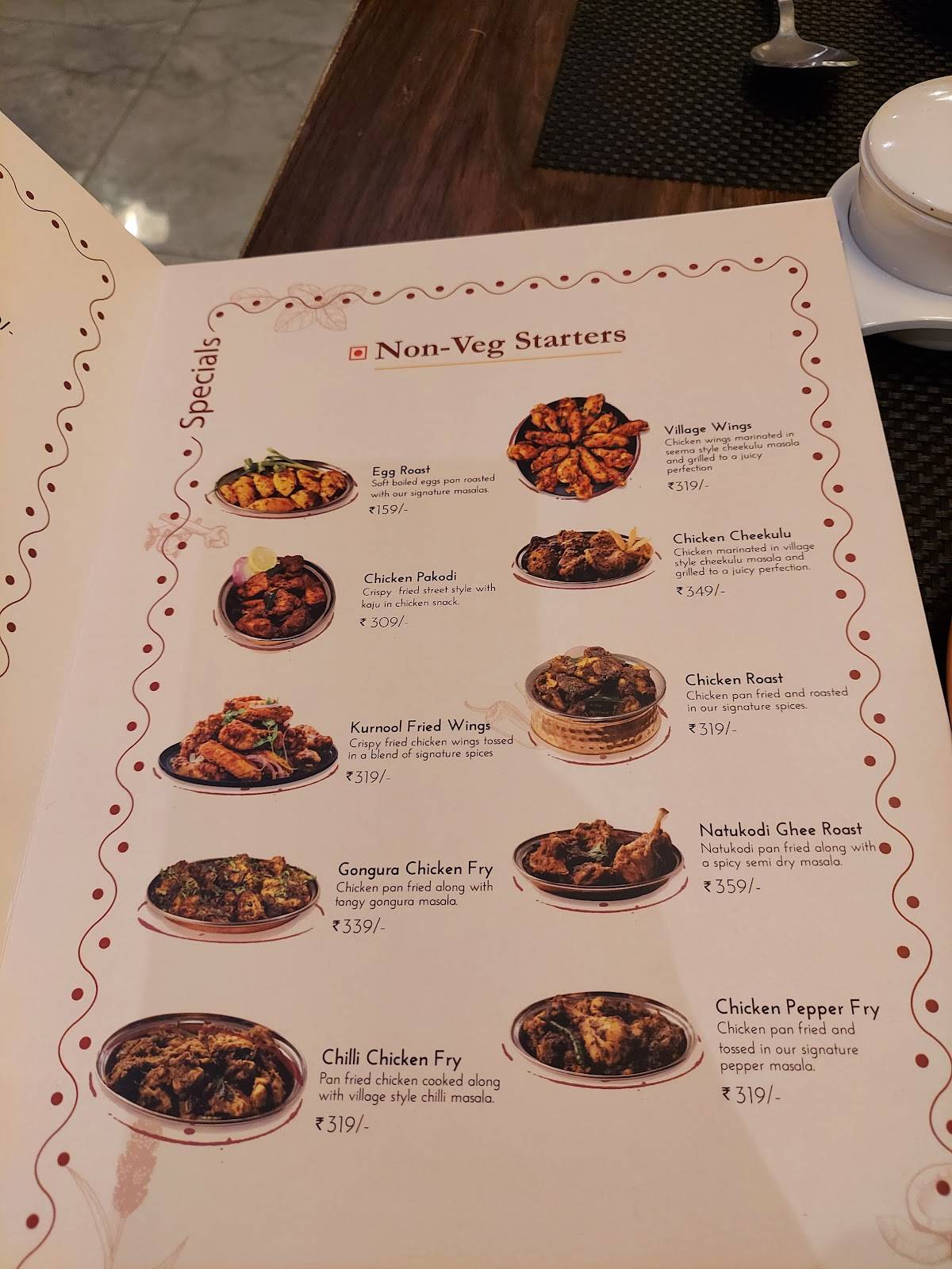 Menu at Kritunga The Palegar's Cusine, Rajahmundry