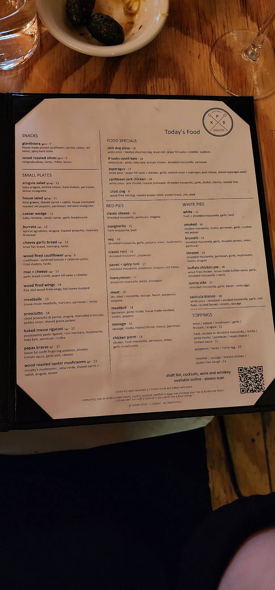Menu at Krust Pizza & Bourbon Bar, Middletown