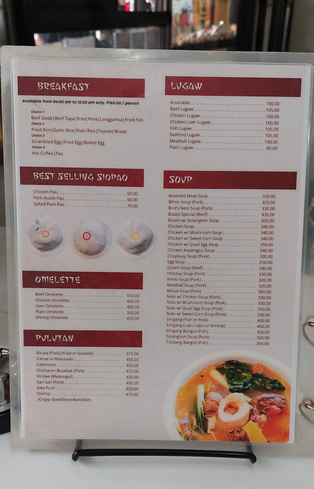 Menu at Kusina Dabaw restaurant, Davao City, San Pedro St