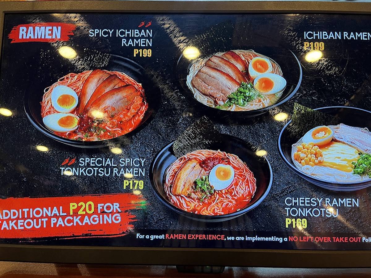 Menu at Kyukyu Ramen 99 restaurant, Dasmariñas