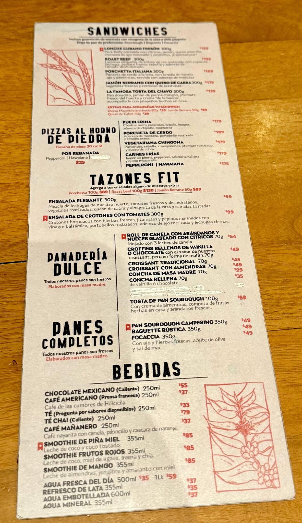 Carta del restaurante L42 Levain, Tepic