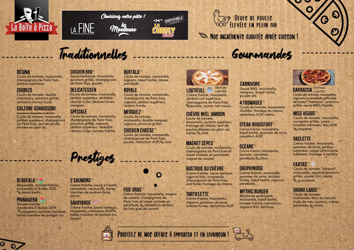 Menu au LA BOITE A PIZZA Pessac pizzeria, Pessac Menu au LA BOITE A PIZZA Pessac pizzeria, Pessac