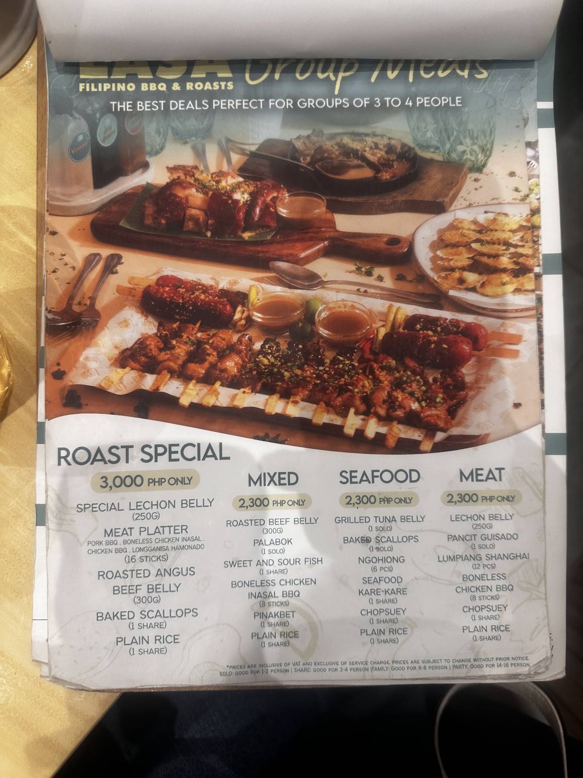 Menu at LASA BBQ - SM BF Parañaque, Parañaque