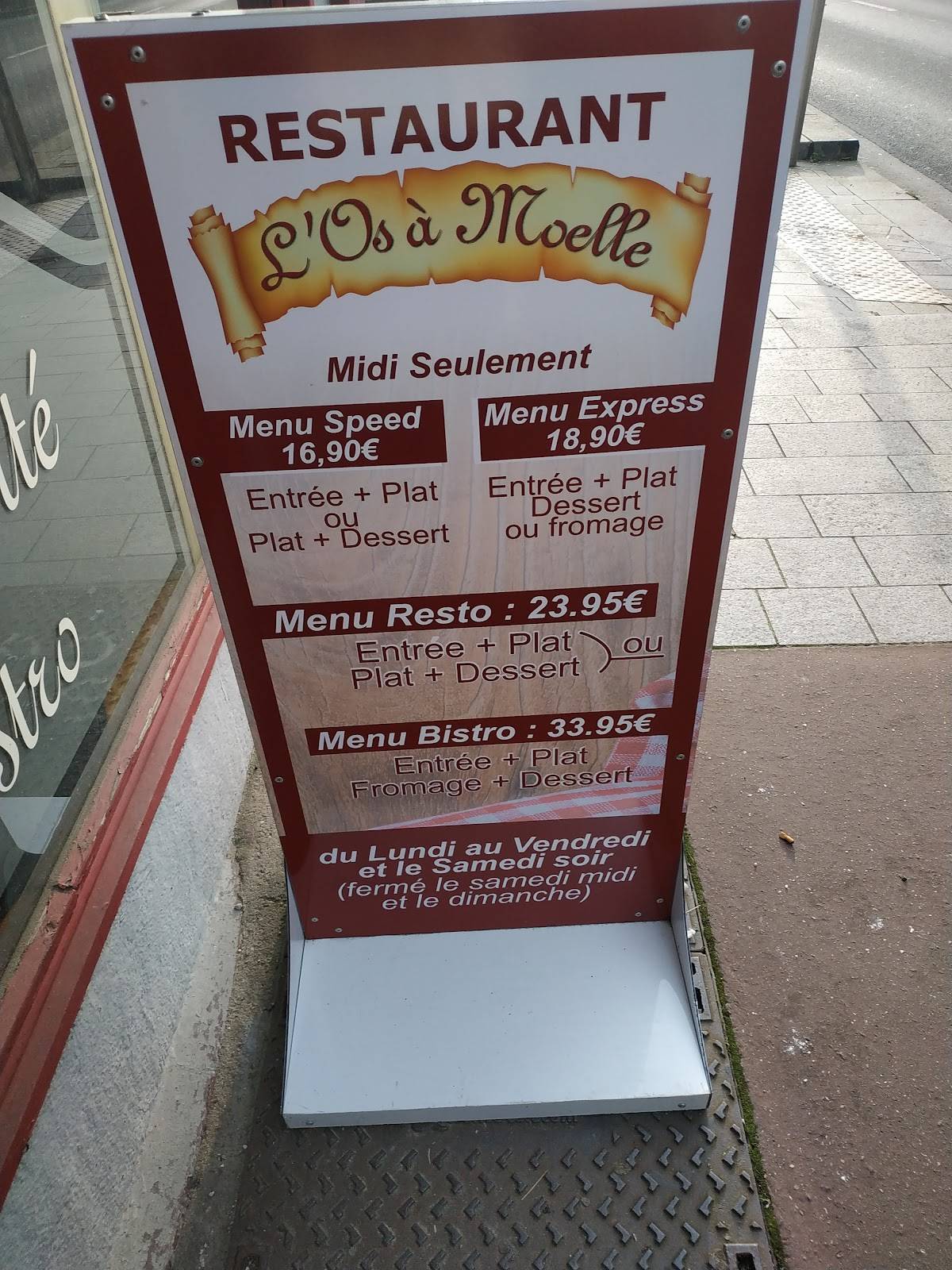 Menu au L'Os à Moelle restaurant, Elbeuf