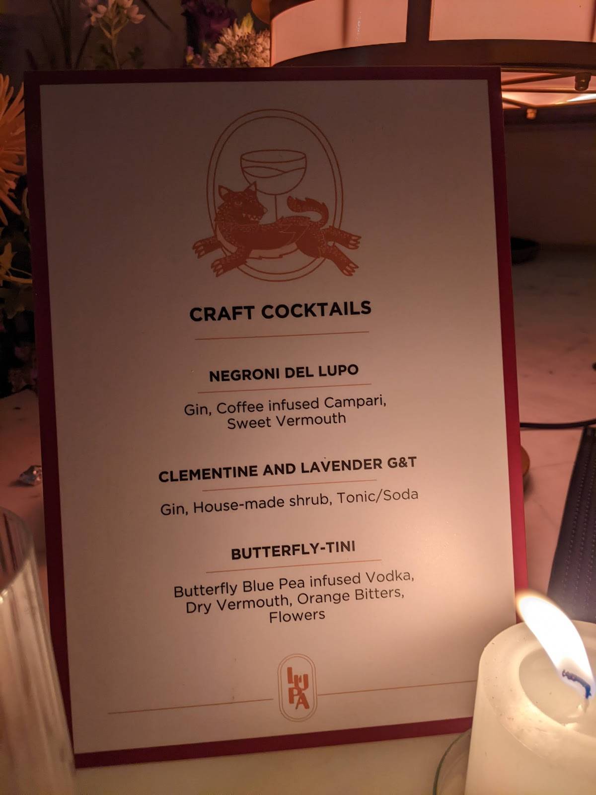 Menu at LUPA, Bengaluru, Ground Floor, NO.86, SPENCER'S TOWERS, Mahatma ...