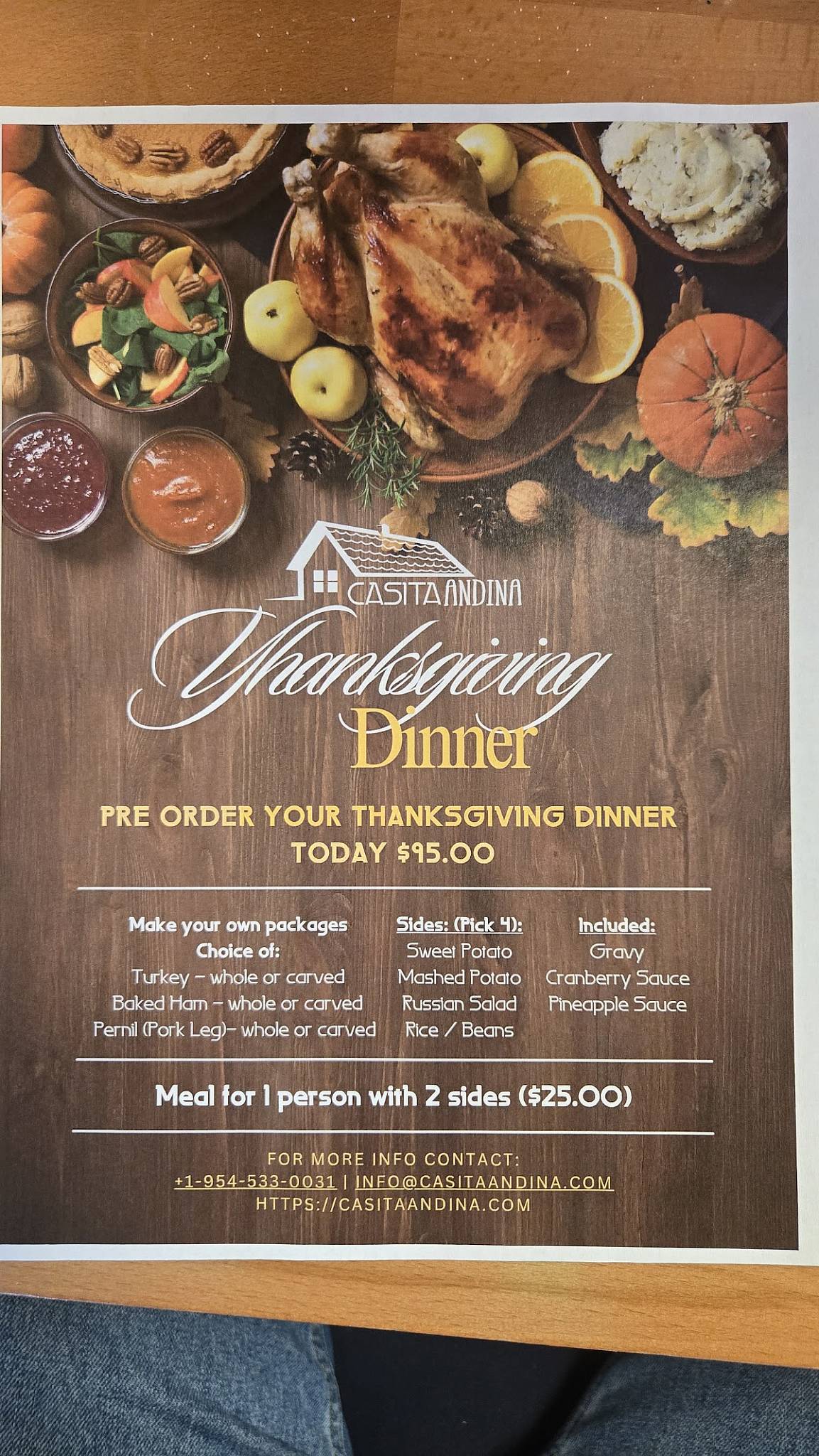 Menu at La Casita Andina restaurant, Plantation
