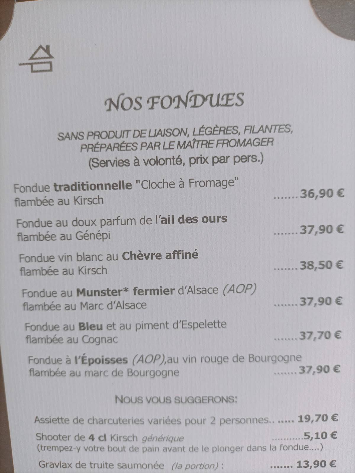 Menu au La Cloche à Fromage RESTAURANT, Strasbourg, 27 rue des Tonneliers