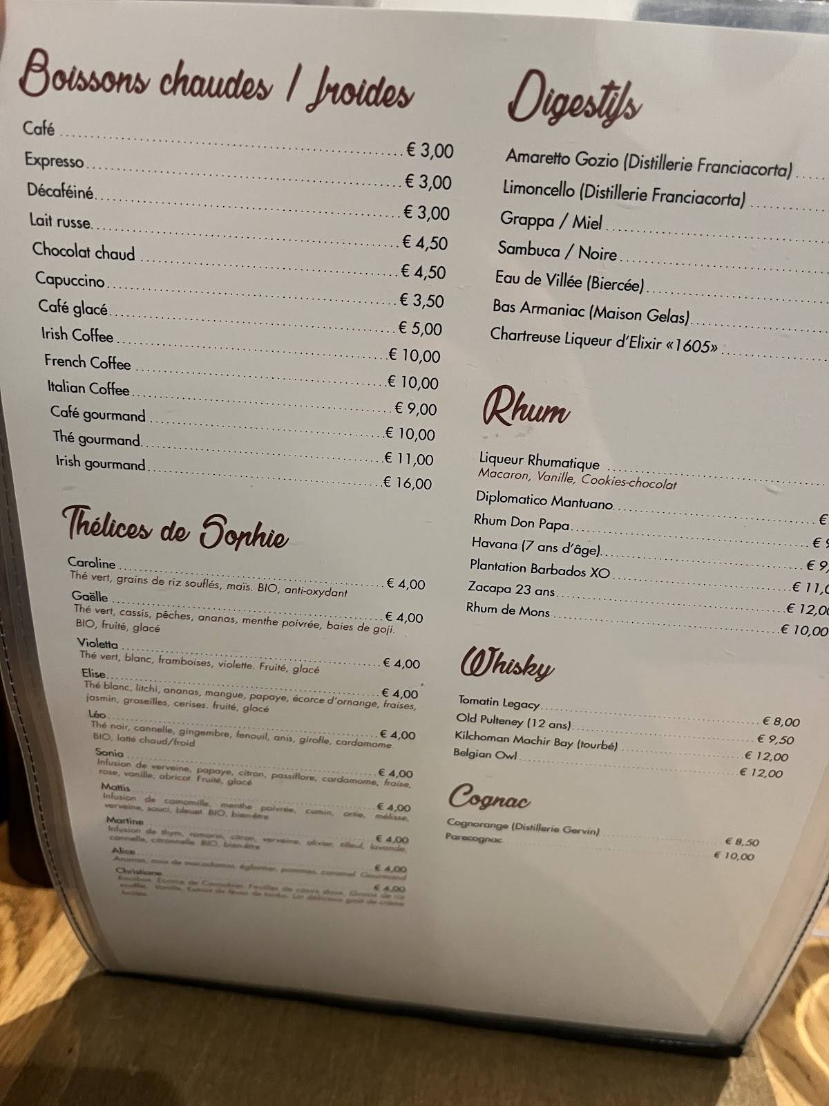 Menu au La Ferme De Bonne Maman - Brasserie, Restaurant, Quevy