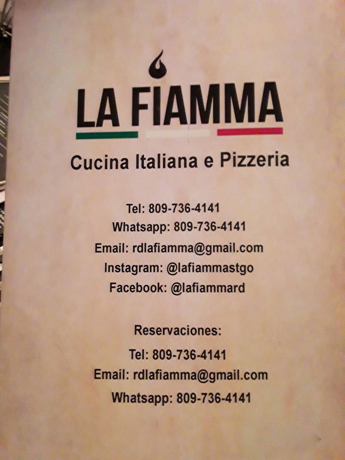 Menu at La Fiamma restaurant, Santiago De Los Caballeros