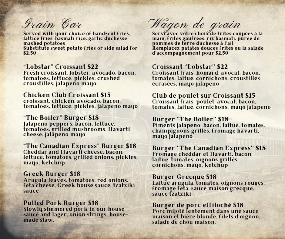 Menu at La Gare Resto Bar, Shediac
