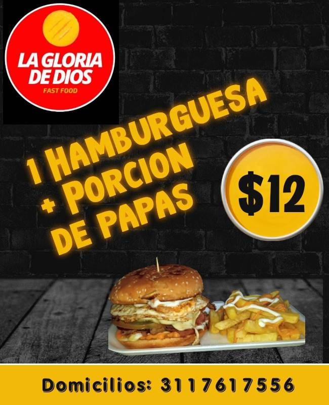 Carta de La Gloria de Dios Fast Food, Medellín