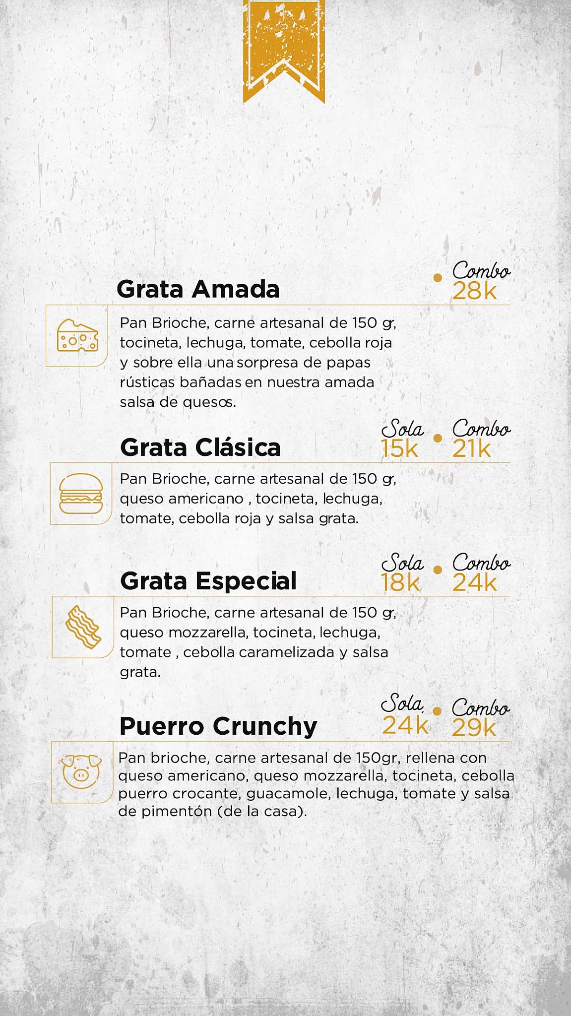 Carta del restaurante La Grata Burgers And Fries, Envigado