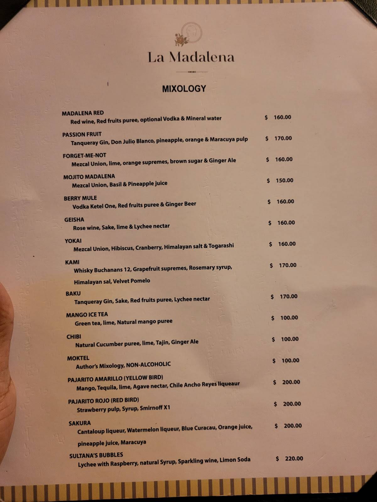 Carta del restaurante La Madalena Guadalajara, Zapopan