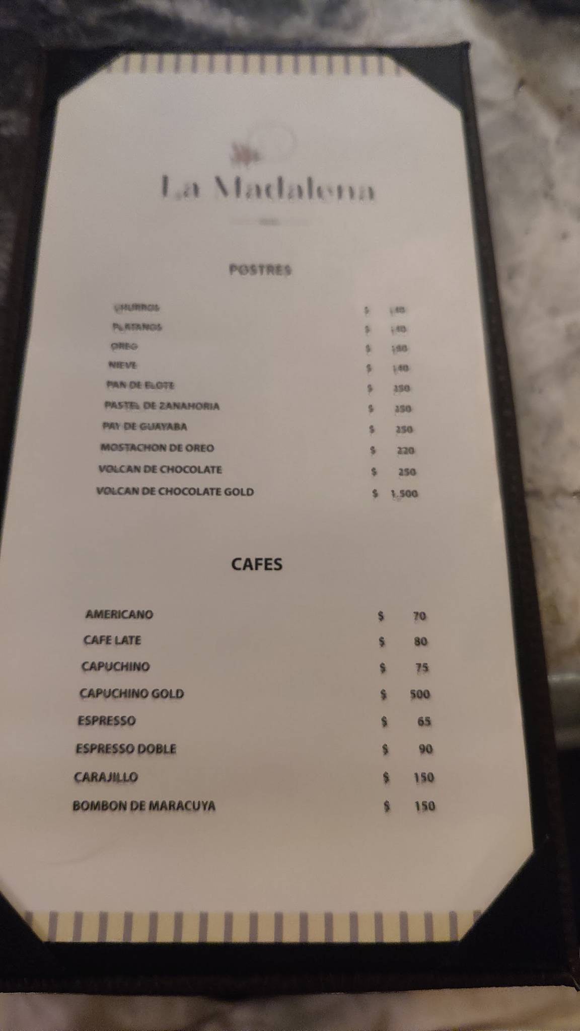 Carta del restaurante La Madalena Guadalajara, Zapopan