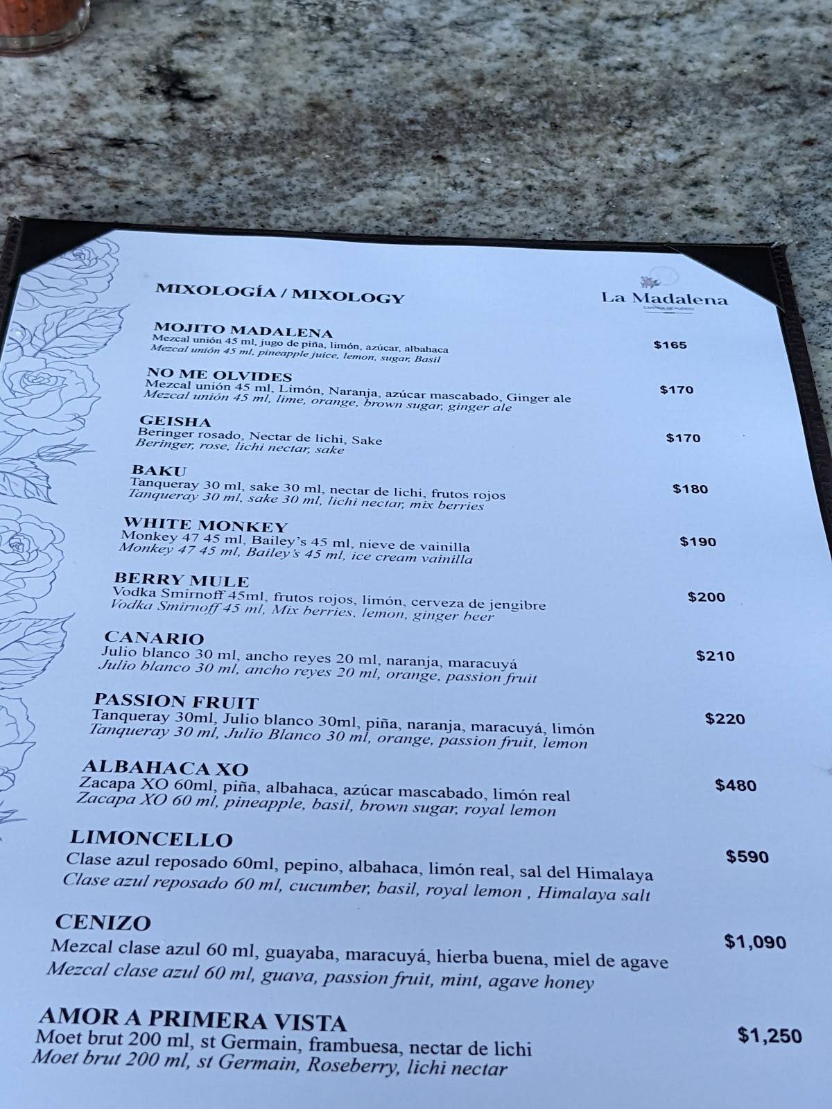 Carta de parrilla La Madalena, Puerto Vallarta, Av. Francisco Medina ...