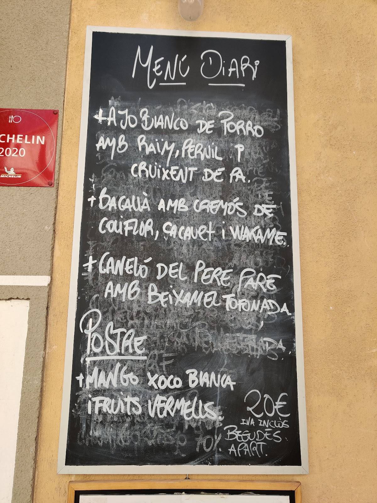 Carta de La Marineta Restaurant, Mataró, Carrer de Cuba