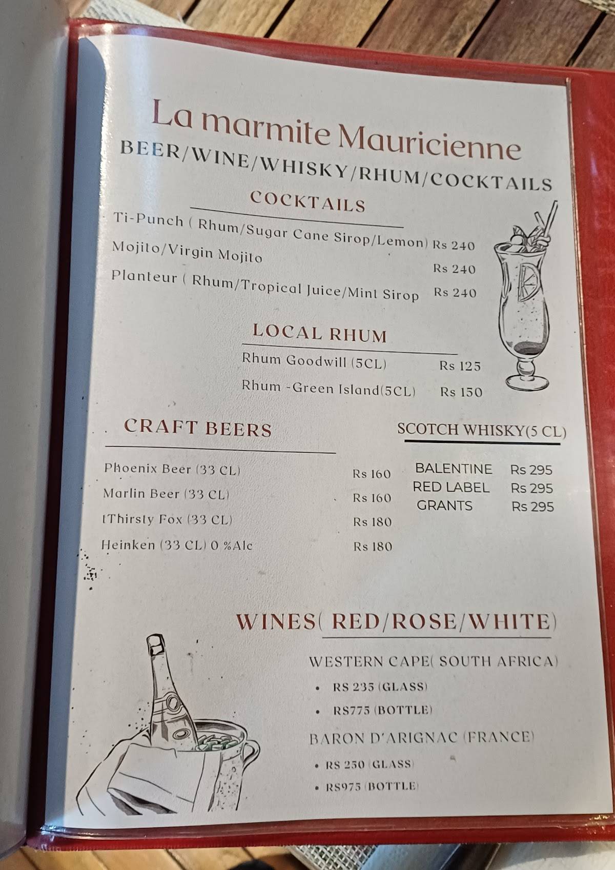Menu at La Marmite Mauricienne-Flic en Flac-Restaurant, Flic en Flac