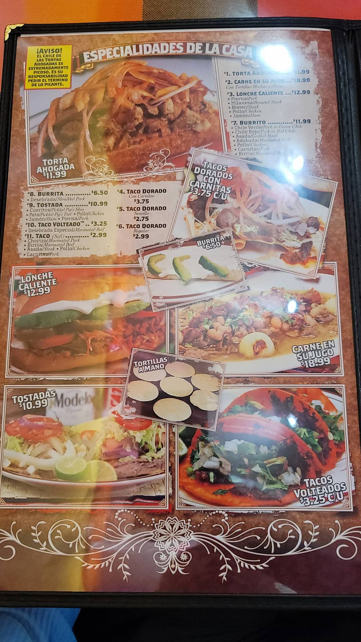 Menu at La Minerva Restaurante, Pico Rivera, Telegraph Rd