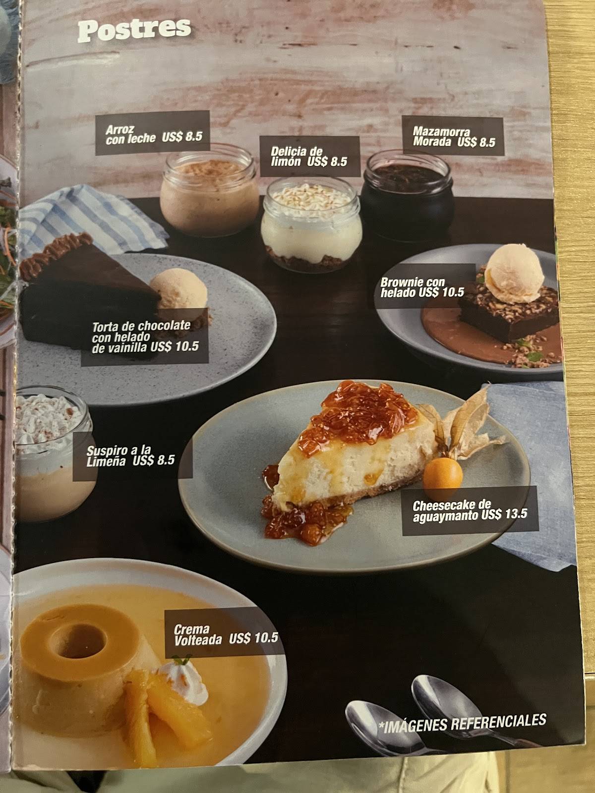 Menu at La Nacional restaurant, Callao District, Aeropuerto Jorge Chavez