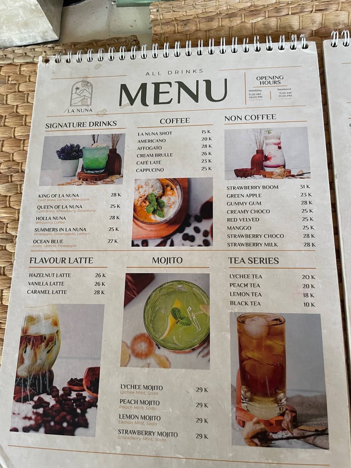 Carta de La Nuna Cafe & Resto, Tangerang