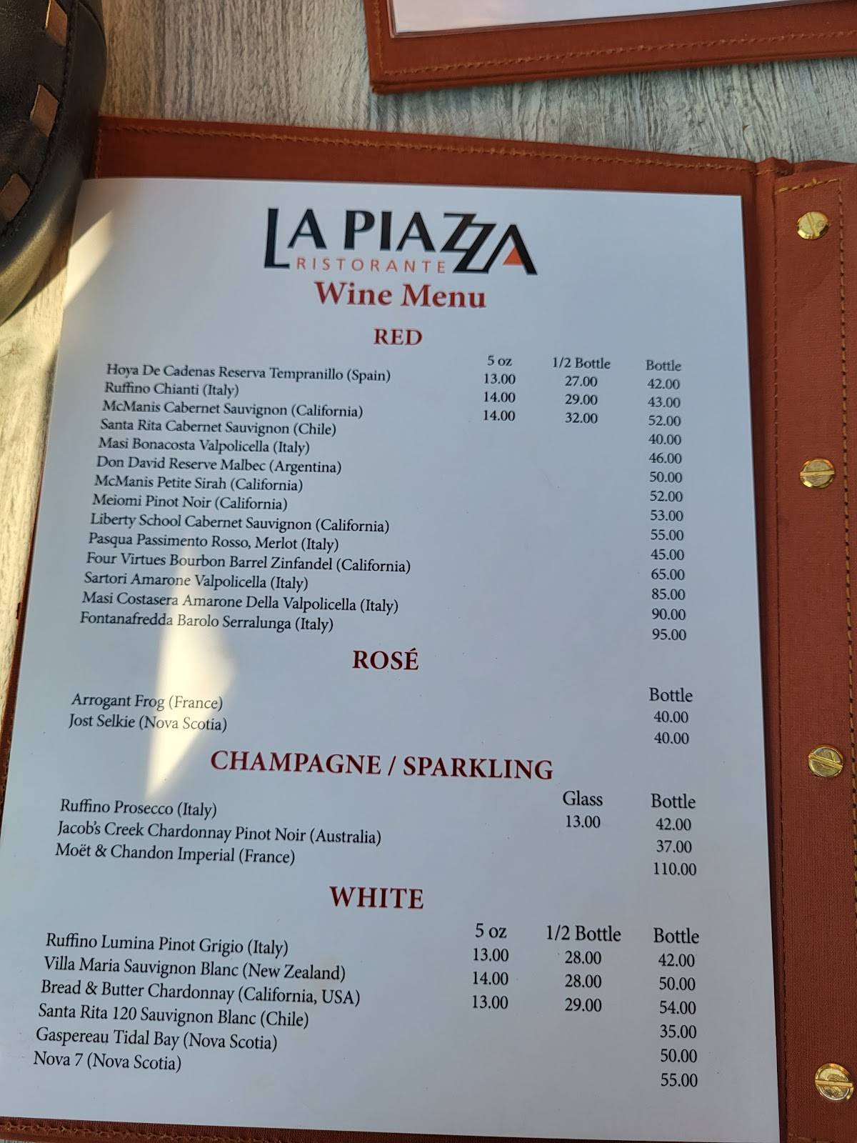 Menu at La Piazza Ristorante pizzeria, Halifax