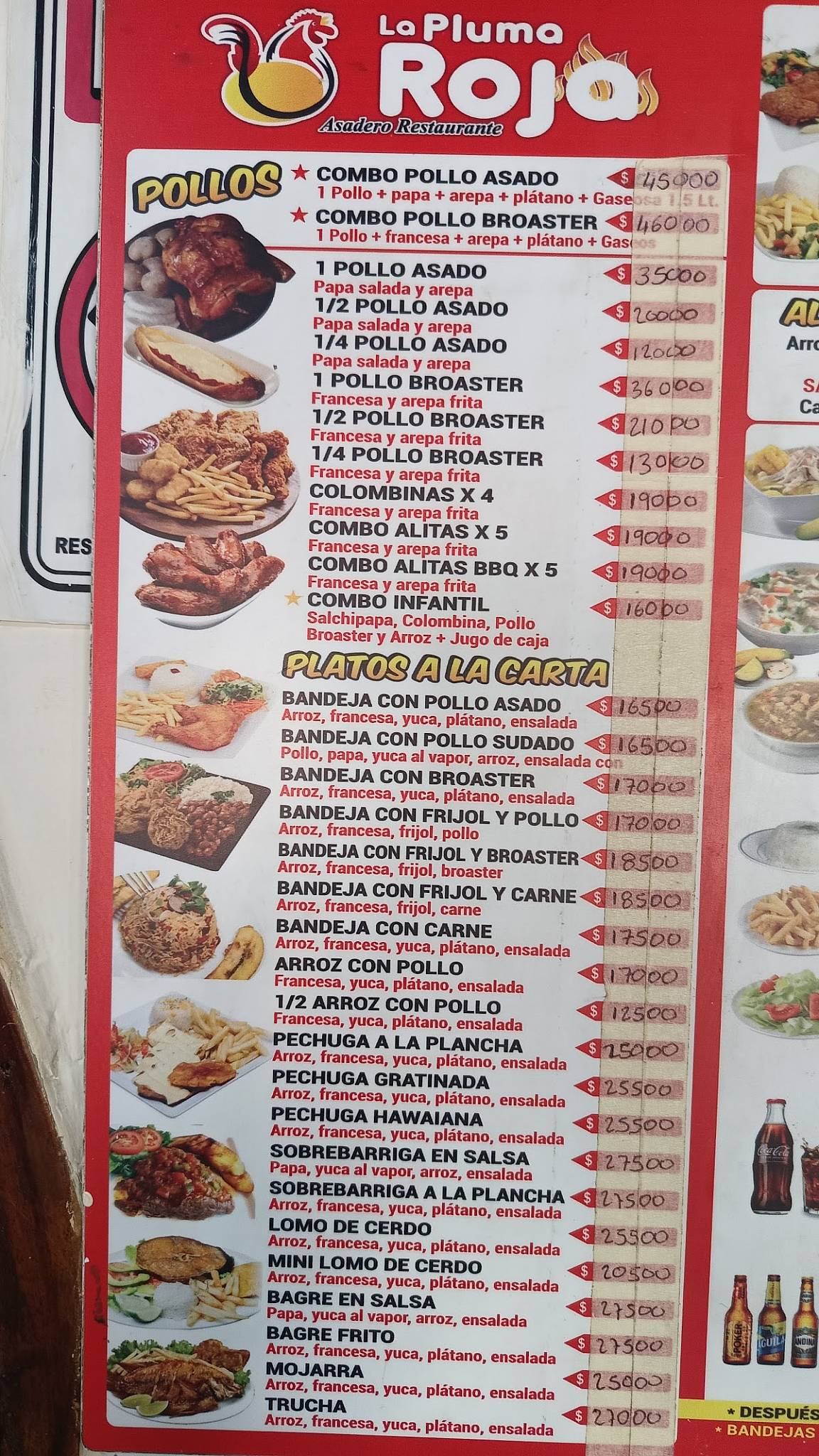 Carta del restaurante La Pluma Roja, Bogotá, Cl. 119 #11A-07